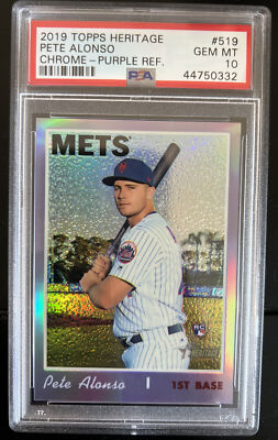 2019 Topps Heritage Chrome PETE ALONSO RC Purple Refractor High Number ...