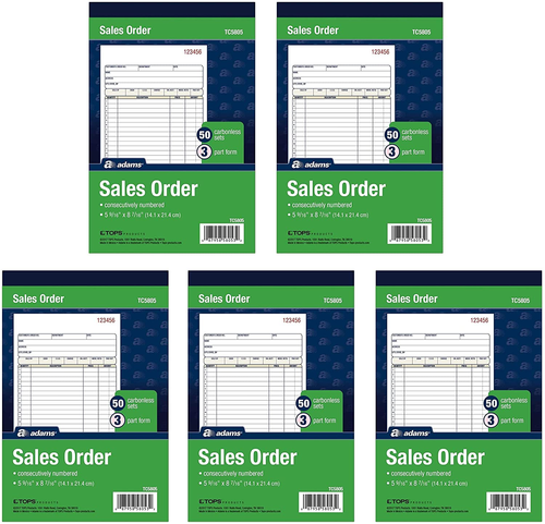 Adams Sales Order Book, 3-Part, Carbonless, White/Canary/Pink, 5-9/16 ...
