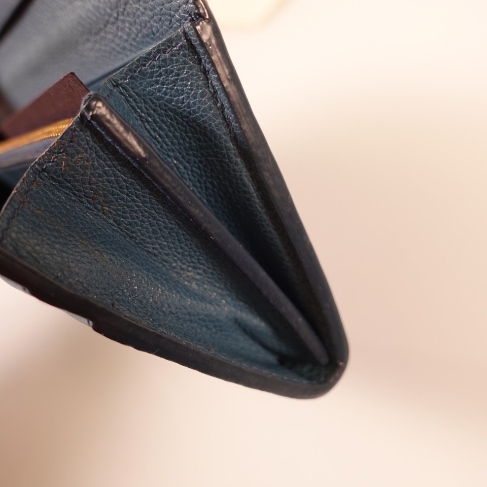 Authenticated Prada Saffiano Leather Wallet Bow Ribbon Long Blue with ...