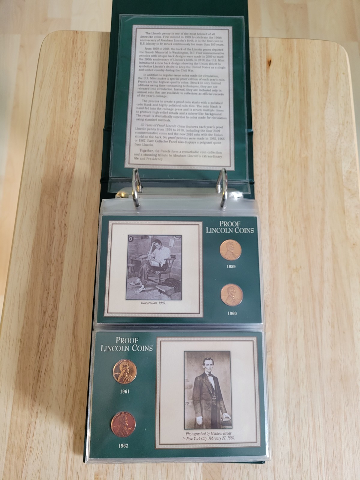 50 years of Proof Lincoln Pennies W Binder With Educational Panel About ...