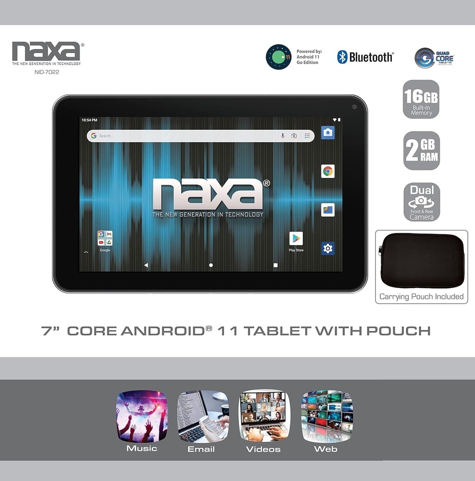 NAXA NID-7022 7-Inch Core Tablet with Android 11, HD 600x1024 Screen ...