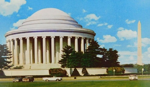 Jefferson And Washington Monuments Classic Cars D.C. Chrome Vintage ...
