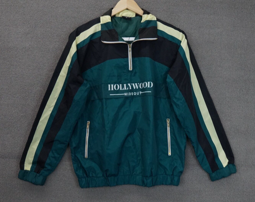 Hollywood Hideout 1/3 Zip Windbreaker Pullover Men's Green Size Medium ...