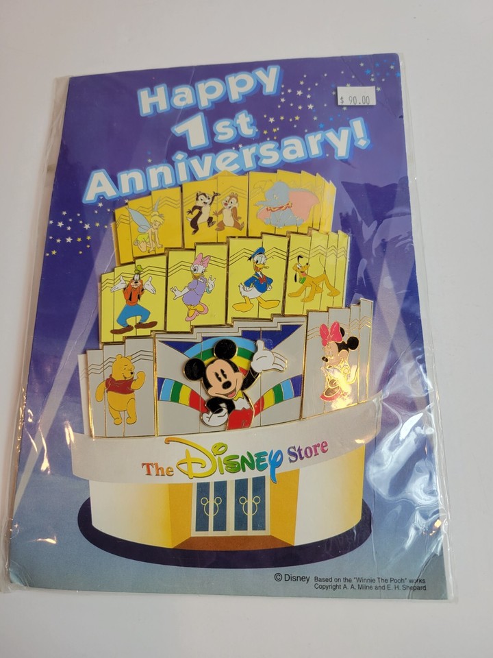 JAPAN DISNEY Happy 1st Anniversary 10 pins backers LE htf rare Pin 7451 ...
