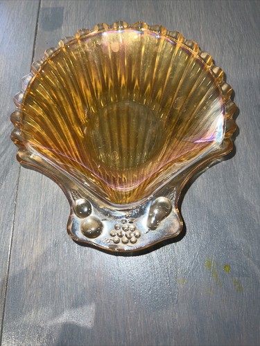 Vintage Iridescent Marigold Carnival Glass Clam Shell Candy/Nut Dish | eBay