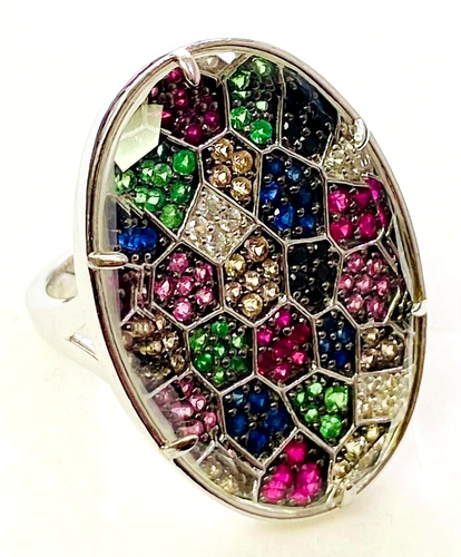 HSN Rarities Sterling Silver Multigemstone Oval Ring Size 8 | eBay