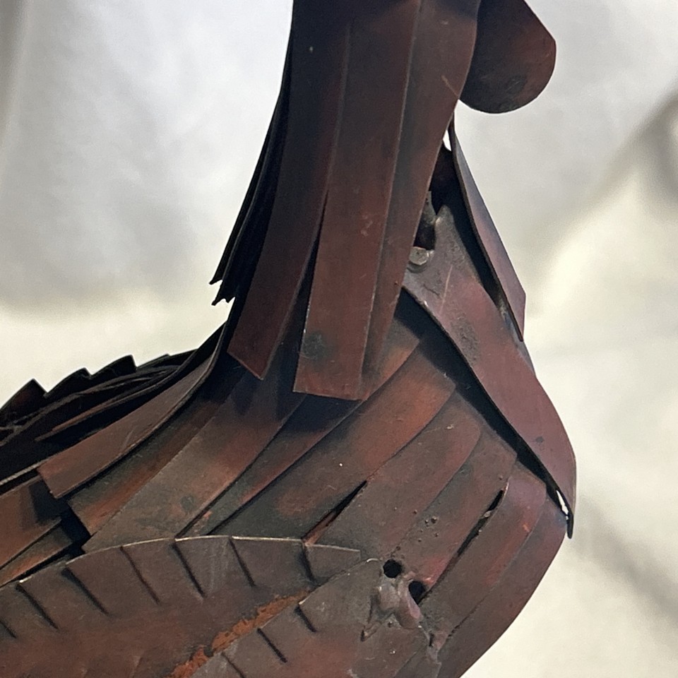 Vtg Handcrafted metal Rooster statue sculpture figurine decor VERY ...