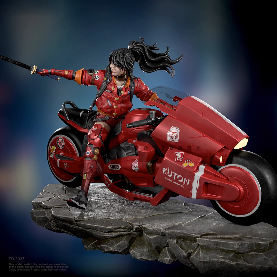 1/24 Resin Female motorcycle rider Warrior Unassembled Unpainted td ...