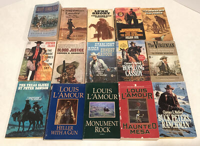Vintage Western LOT OF 15 Paperback Novels Books Cowboy ASSORTED TITLES ...