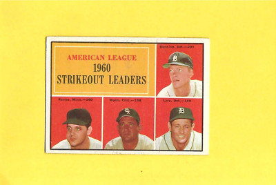 1961 Topps #50 AL Strikeout Leaders Jim Bunning Early Wynn EX to Near ...