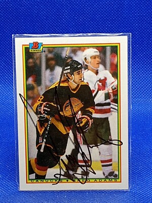 AUTOGRAPH AUTO Greg Adams 1990 Bowman #59 | eBay