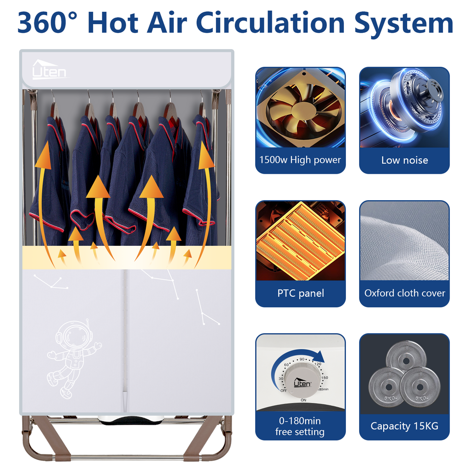 Clothes Dryer Electric Wardrobe Hot Air Dryer Double Layer Design For ...