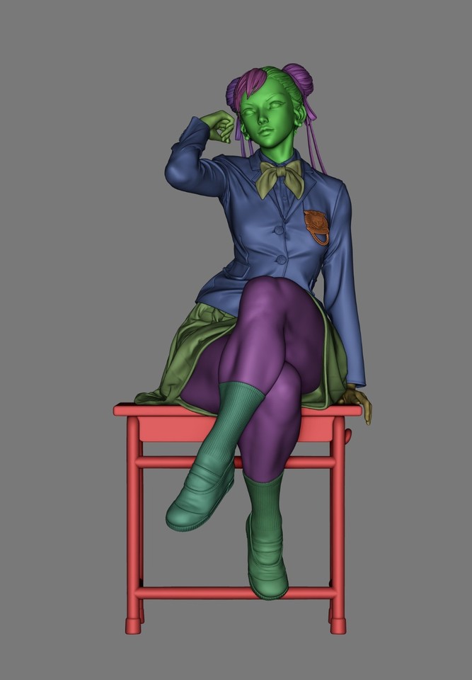 Chun Li Schoolgirl 1/6 1/9 Resin Model Kit Unpainted 3D Printed Figure ...