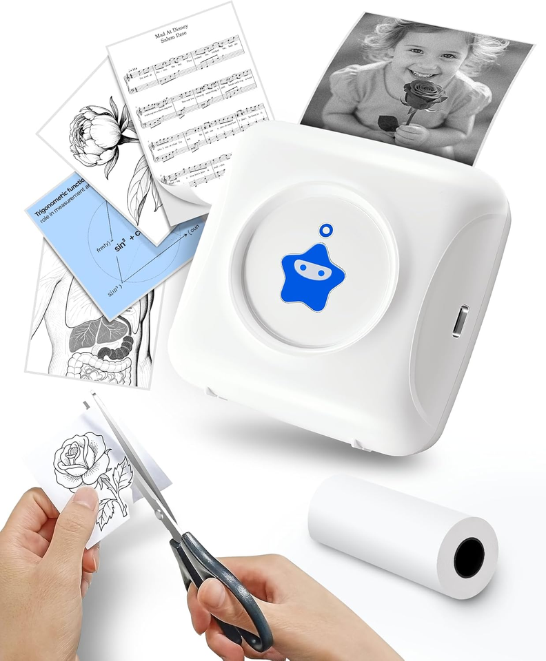 Sticker Printer - TP2-Y Mini Portable Thermal Printer Inkless Sticker ...