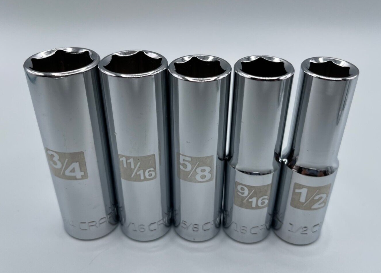 CRAFTSMAN Tools 11pc 1/2" Drive DEEP SAE 6 point socket set 1/2" - 1 1/ ...