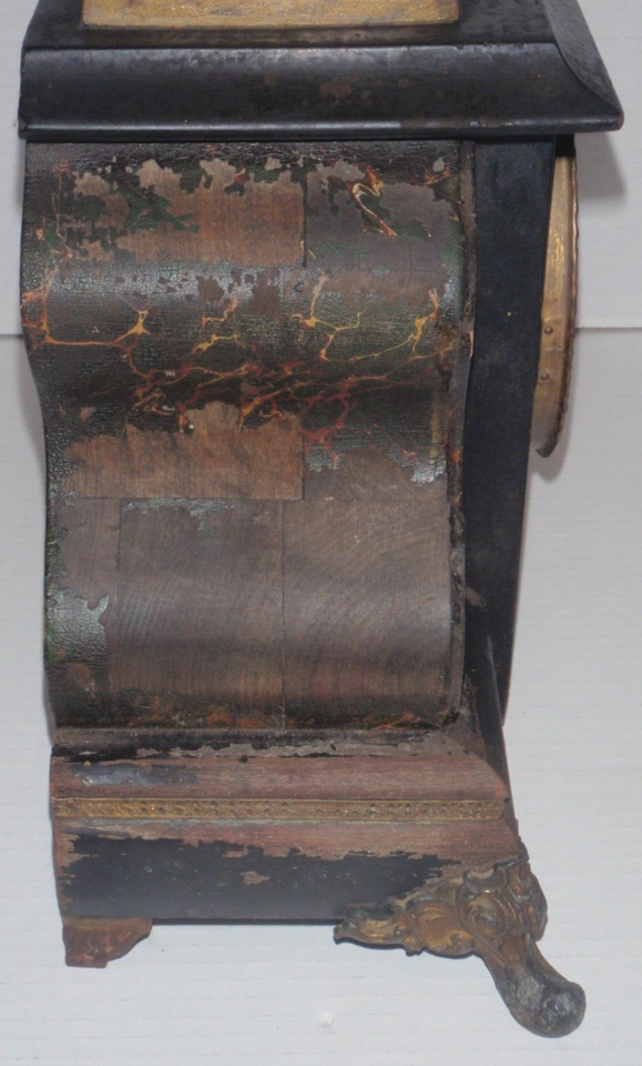 Gilbert "Curfew" Model Rare OPEN ESCAPEMENT Face Clock w/ Bell Top Runs ...