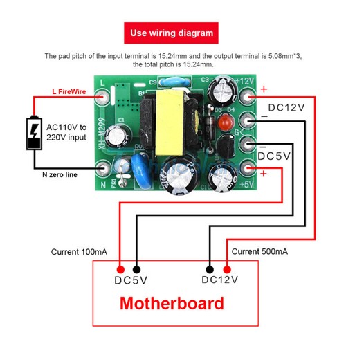 AC 110-220VTB DC 5V 12V Switching Power Supply Module Insulation PCB ...