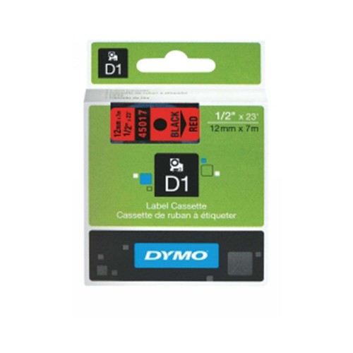 Dymo Label Tape D1 Black with Red 12mmx7m Strong Polyester Self ...
