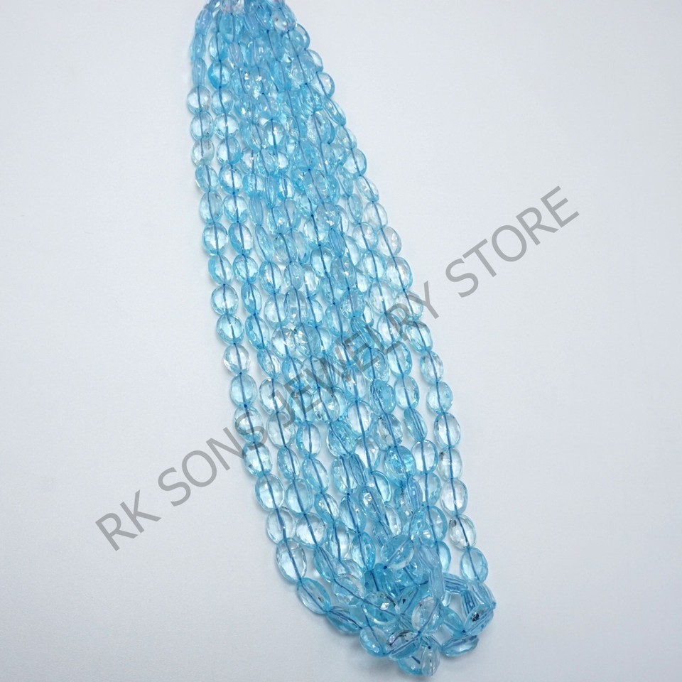 Top Quality Natural Sky Blue Topaz Beads Faceted Nugget Shape Gemstone ...