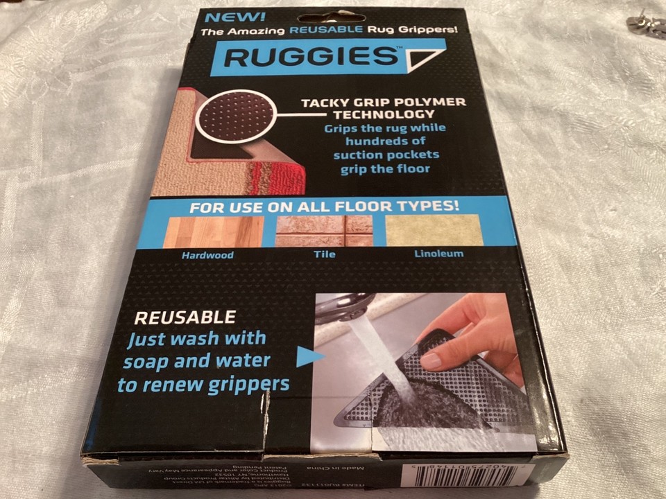Ruggies Reusable Rug Grippers 8 Pack Stopper Pad Washable Carpet Floor ...