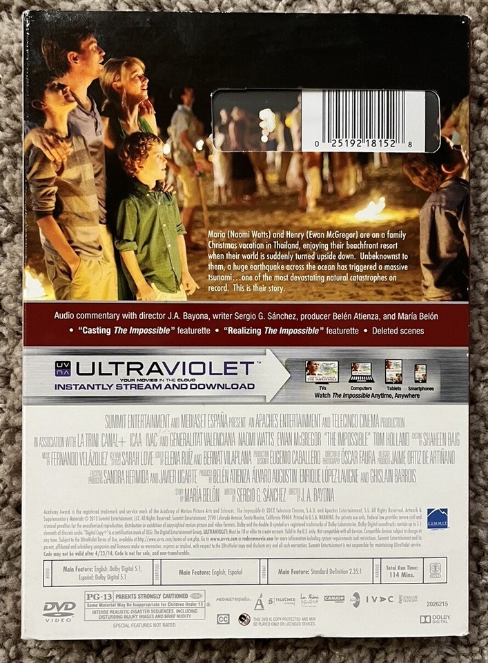 The Impossible (DVD, 2012) Naomi Watts, Ewan McGregor - Brand New ...