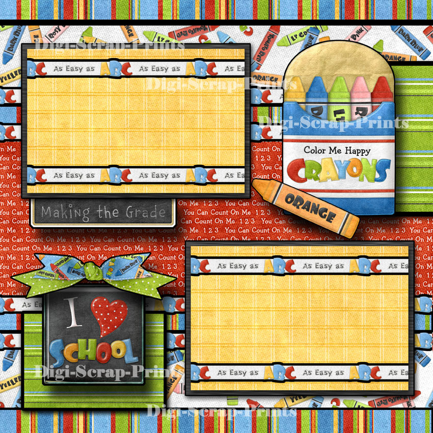CLASS ACT ~ school 2 premade scrapbooking pages paper BOY GIRL layout ...