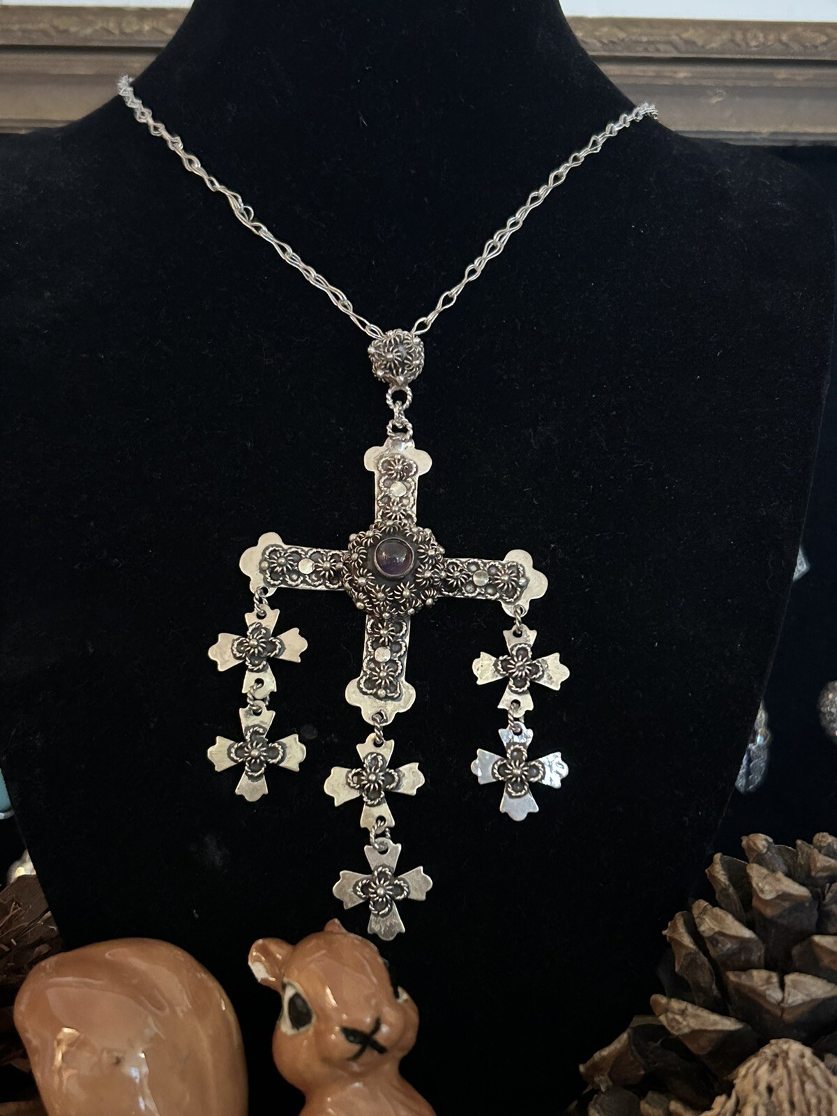 925 sterling Vintage Mexico Amethyst necklace - Gem