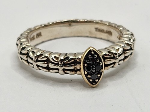 Size 7.25 QG Sterling 925/14k Yellow Gold Elaborate Band Ring Black ...