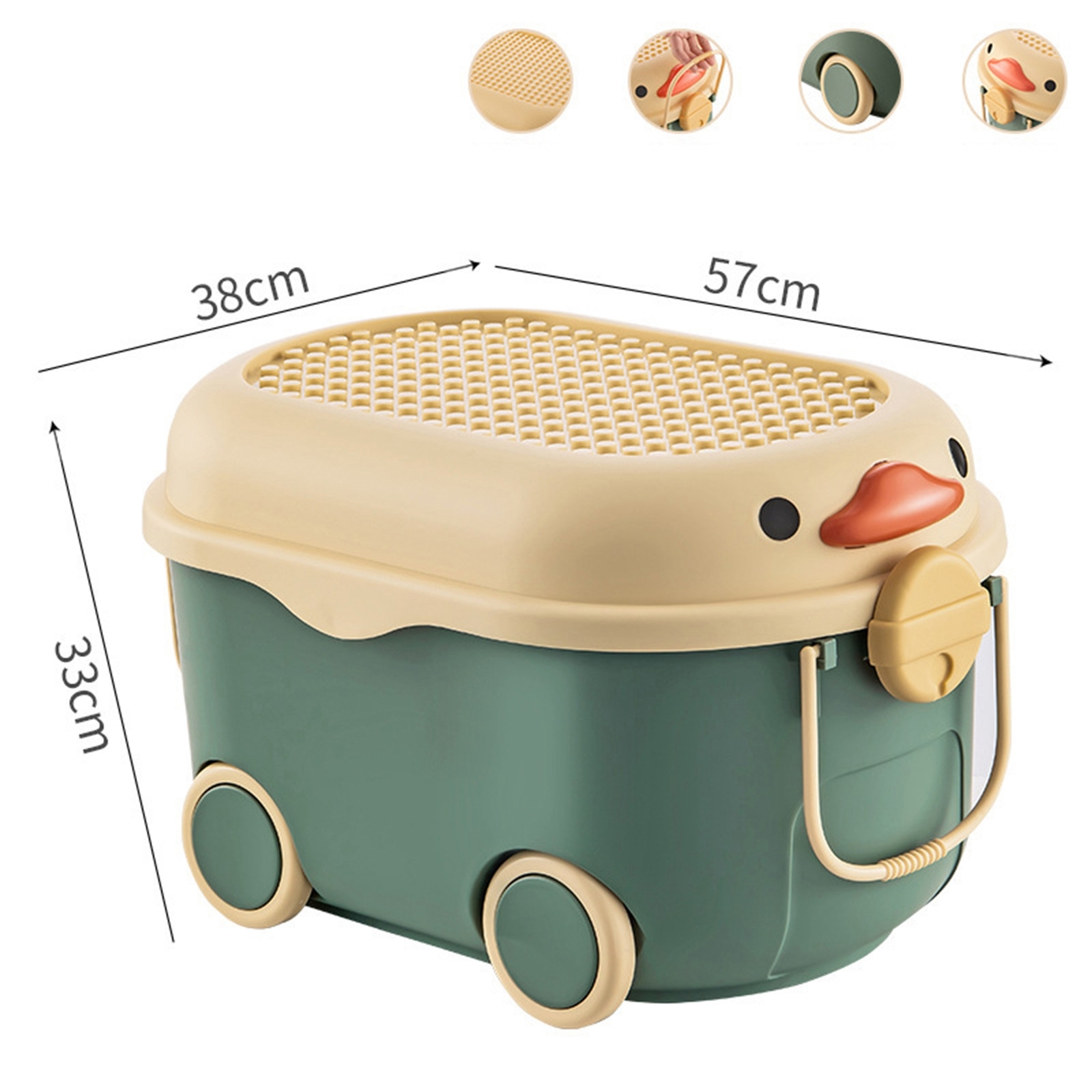 (Green Large)Toy Storage Box Multi Purpose Cute Duck Cover Plastic ...