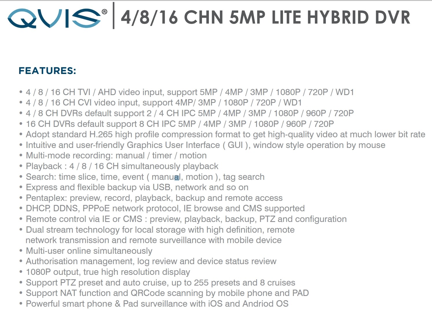 QVIS CCTV Camera DVR 5MP Viper 4/8 Channel 4-In-1 1, 2, and 4 TB HARD ...