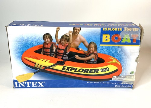 Intex Explorer 300 Compact Inflatable Fishing 3 Person Raft Boat w ...