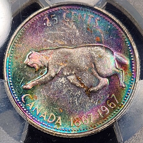 Toned Silver 1967 Canada 25 Cents Quarter | PCGS MS65 Gem BU | eBay