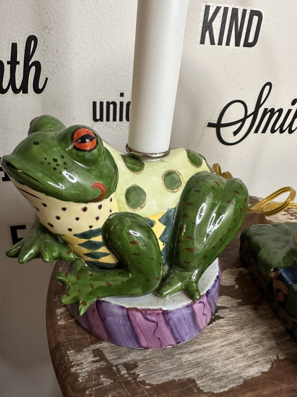 Vintage Ceramic Rabbit And Frog Lamp No Shade | eBay