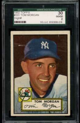 1952 Topps #331 Tom Morgan SGC 30 GD 2 RC Rookie Yankees 26581 | eBay