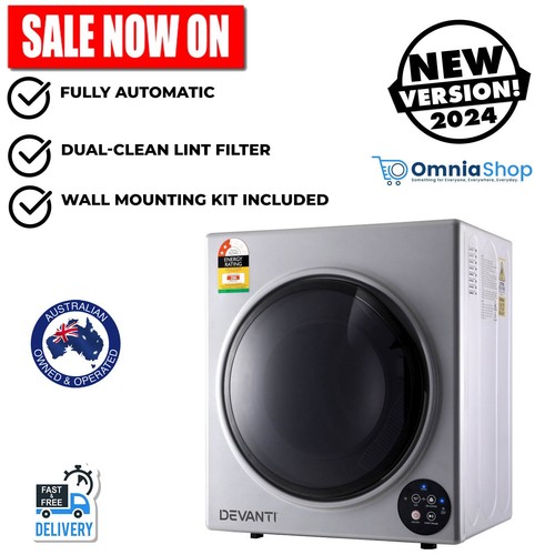 Devanti 5kg Tumble Dryer Fully Auto Wall Mount Kit Clothes Garment ...