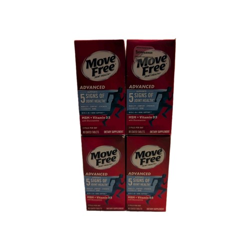 (4) Move Free Advanced Plus MSM+Vitamin D3, 80 Coated Tablets Each. Exp ...