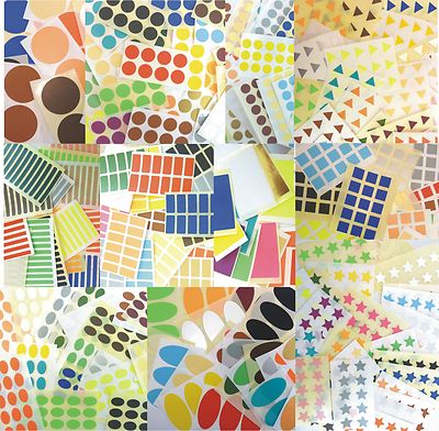 Mixed Colour Code Stickers Coloured Sticky Labels - 27 Colours 6 shapes ...