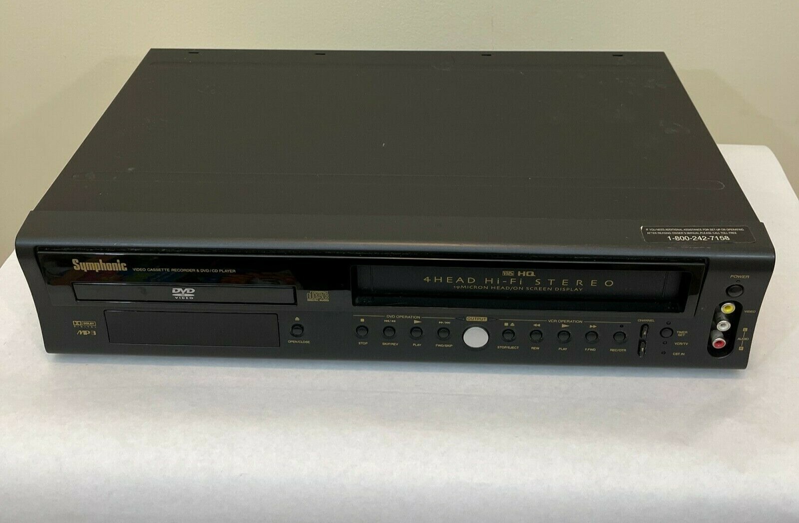 Symphonic WF802 DVD VCR Combo 4 Head HiFi VHS Player Stereo Recorder NO ...