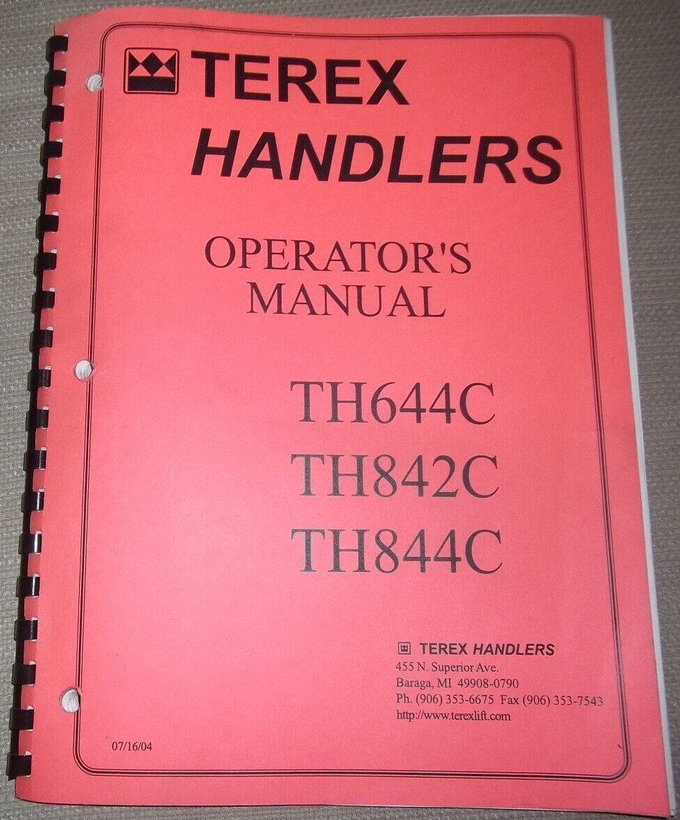 TEREX TH644C TH842C TH844C TELEHANDLER OPERATION & MAINTENANCE MANUAL ...