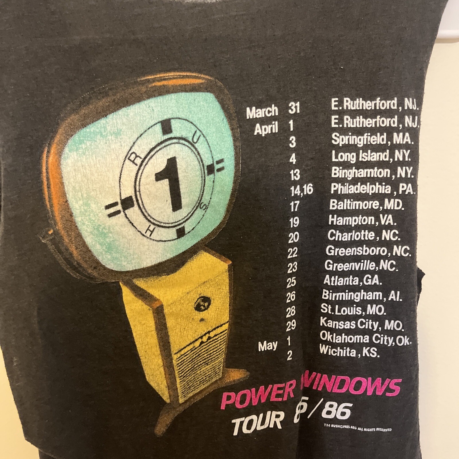 vintage rush power windows tour shirt 85/86 chopped and cropped-c | eBay
