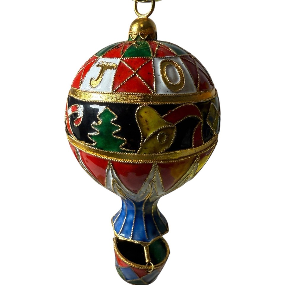 Cloisonné Hot Air Balloon Ornament Hand Painted Enamel Christmas Holiday JOY | eBay
