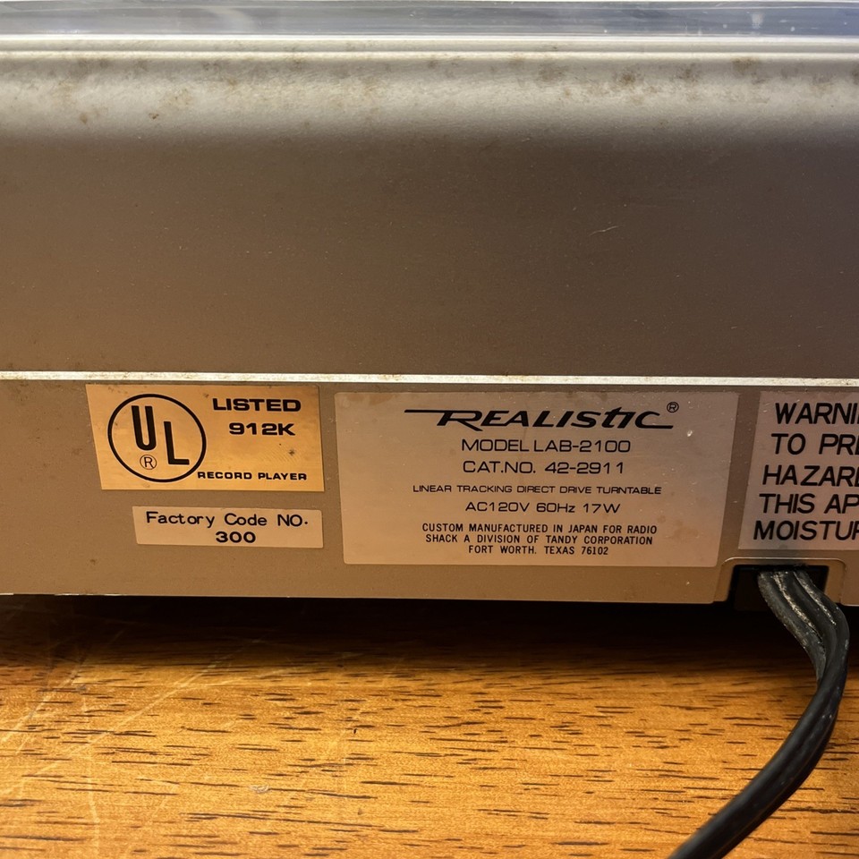 Vintage Realistic (by Technics) LAB-2100 Linear Tracking Turntable ...