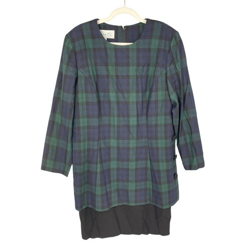 Vintage 80's Dress Santa Fe by Jim Tremblay 16 Blackwatch Plaid Made in ...