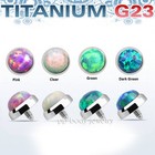 5mm Solid G23 Titanium with Synthetic Opal Internally Threaded Dermal ...