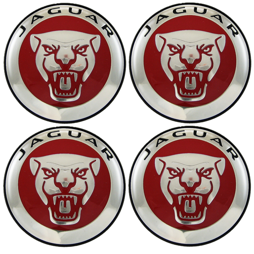 Jaguar Growler Red Wheel Center Caps XJ XK XF XE F-Type E-Pace Genuine ...