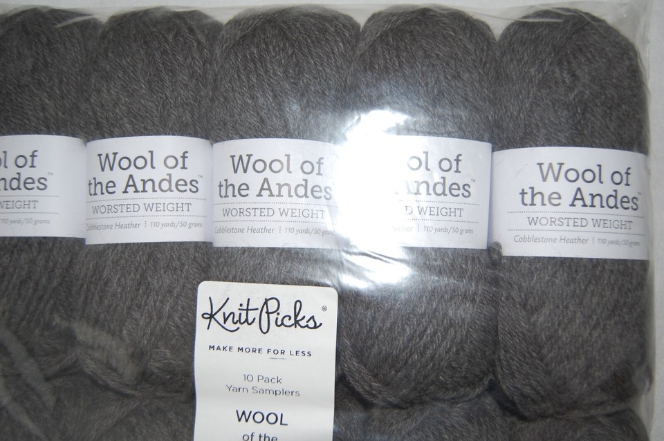 Lot of 10-Sk Wool of the Andes, Peruvian Highland Wool, #4 Med, Gray ...