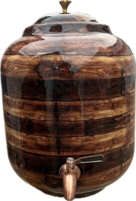 11 Litre Dark Wood Copper Tank,Copper Container,Copper Pot,Copper Matka ...