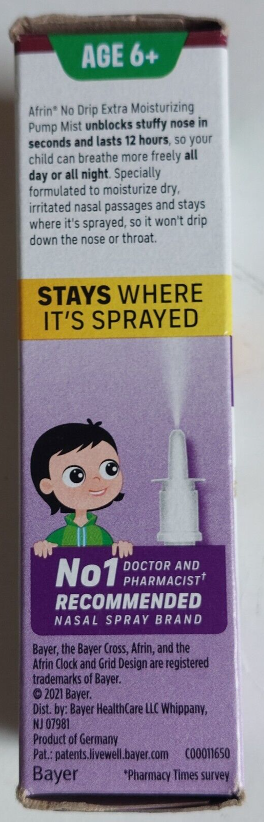 Childrens Afrin No Drip Extra Moisturizing 12 Hour Stuffy Nose Nasal ...