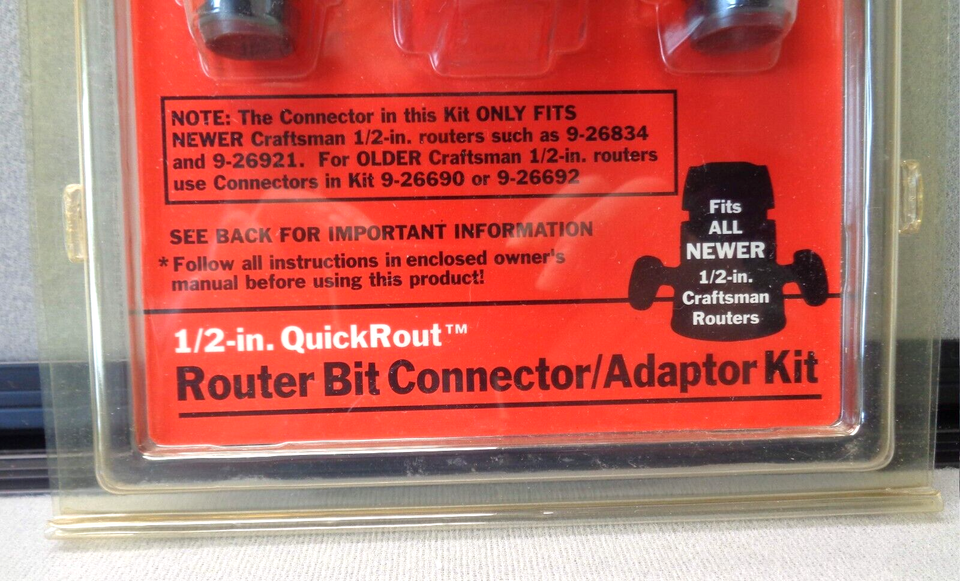 Craftsman 1/2" Quick Change Router Bit Connector / Adaptor Kit- 926697 ...
