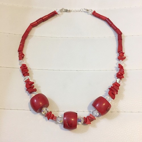 Red Coral Crystal 19” Necklace Sterling | eBay